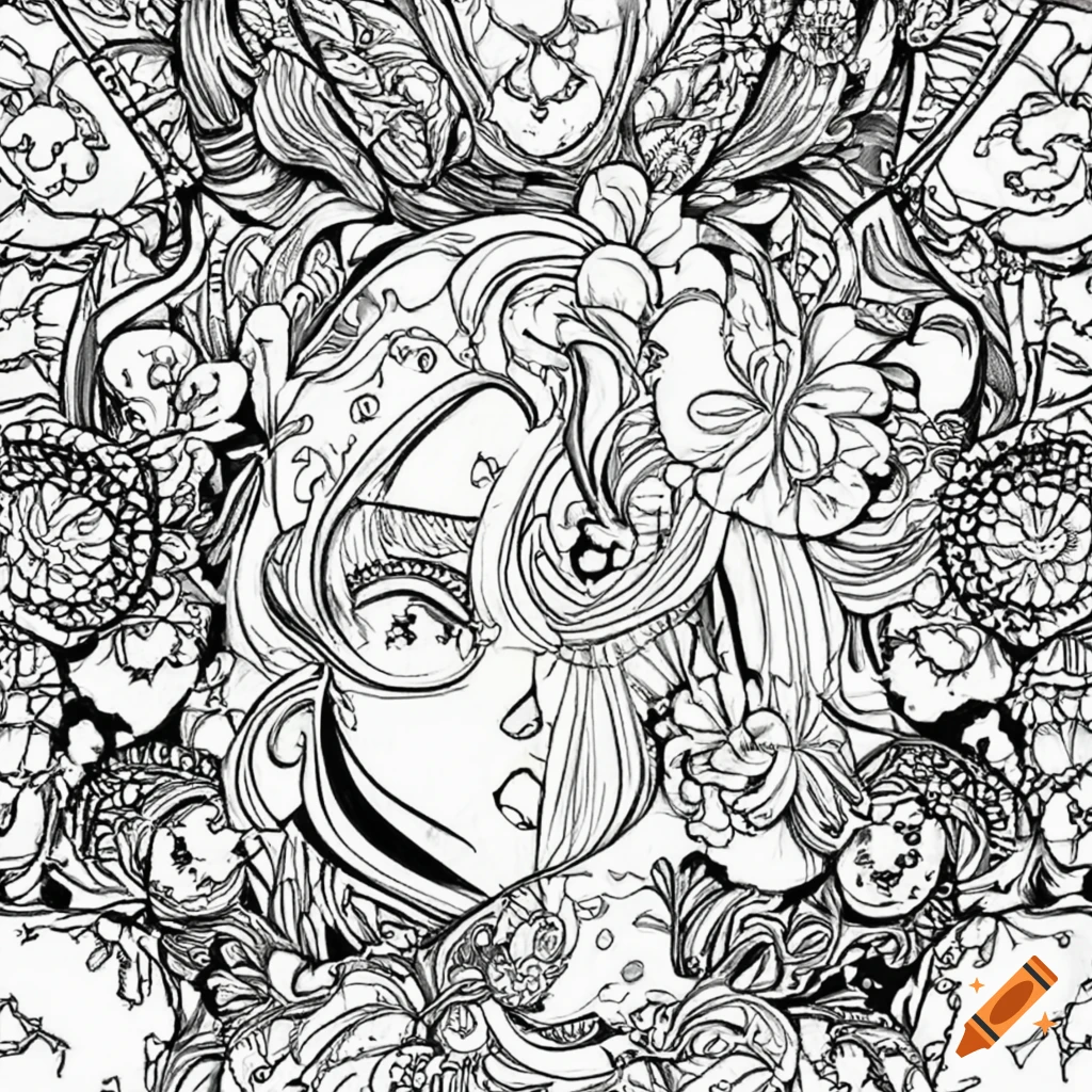 Intricate design for coloring therapy on Craiyon