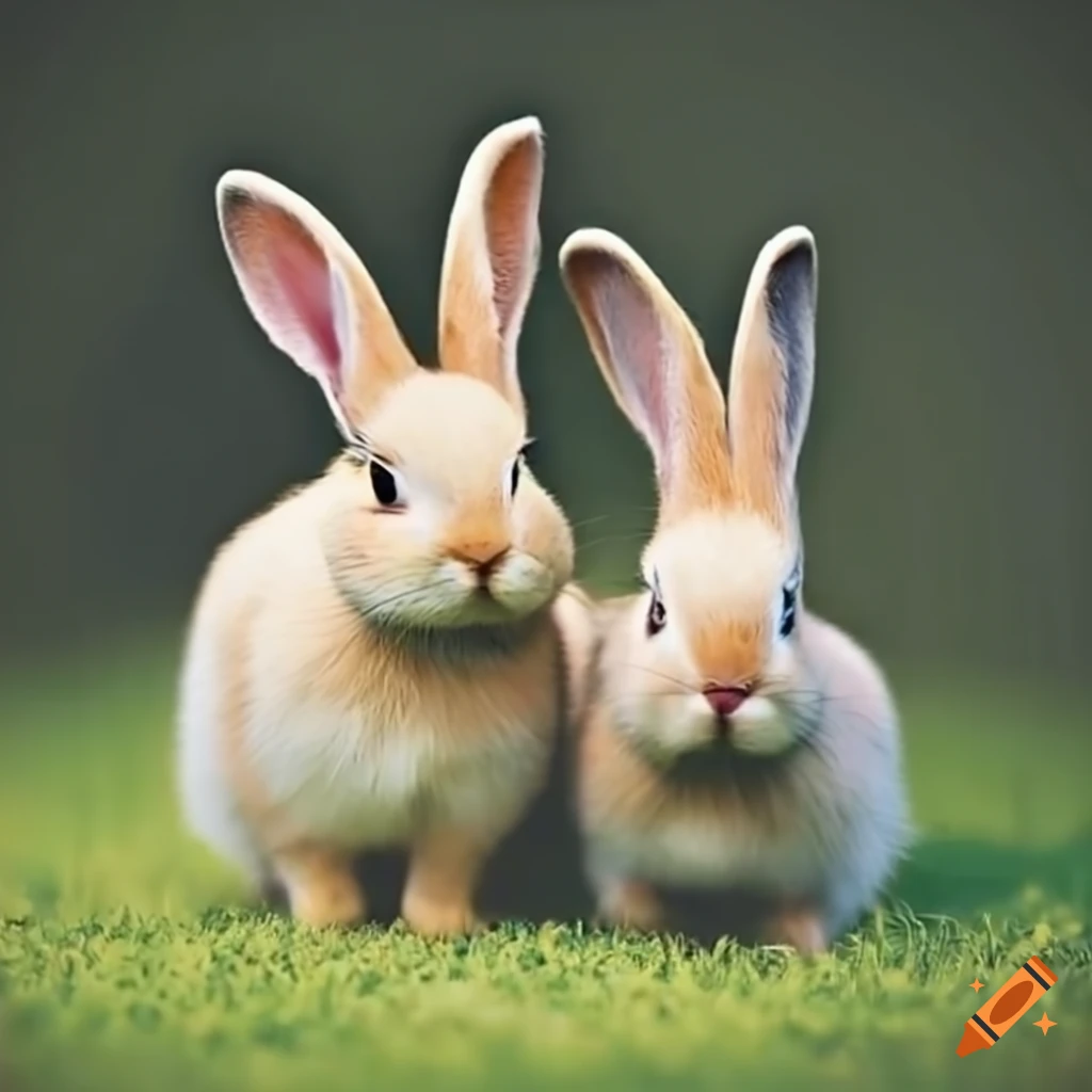 A rabbit family with parents and their cute babies on Craiyon