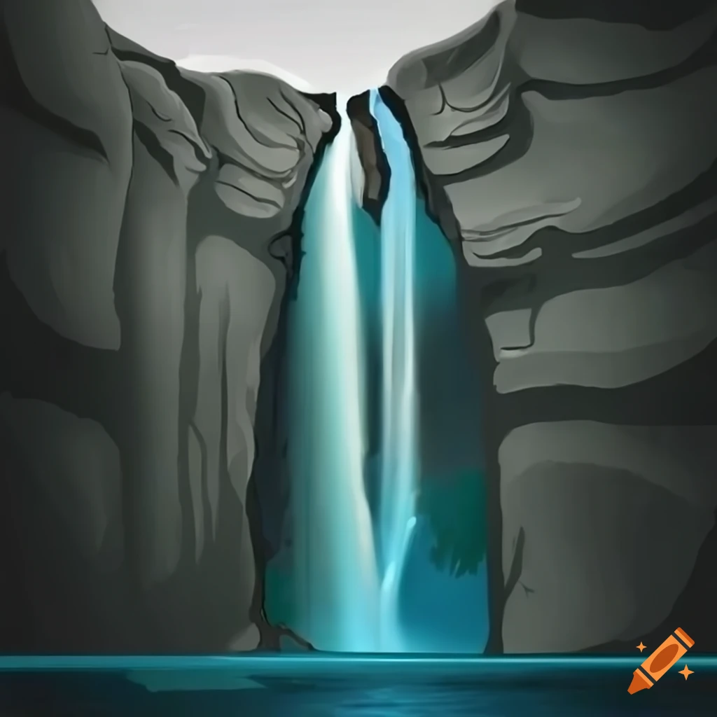 Scenic view of a waterfall on a cliff