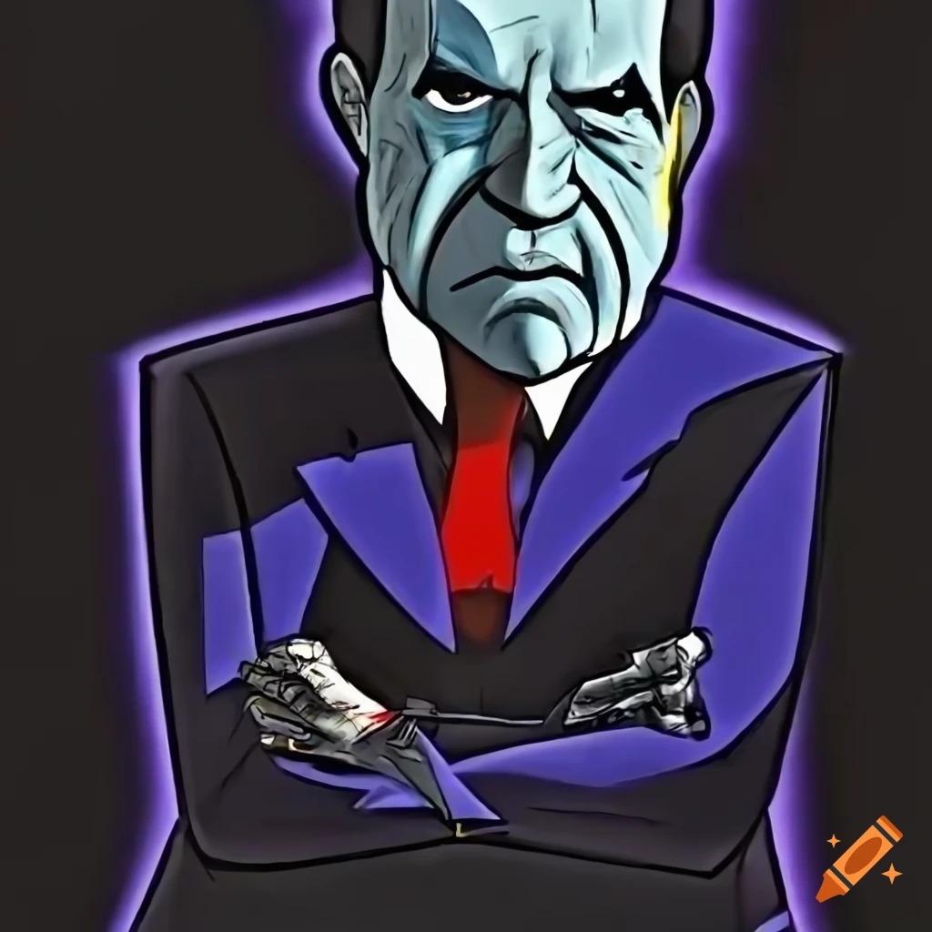 Cartoon art of richard nixon in batman beyond style on Craiyon
