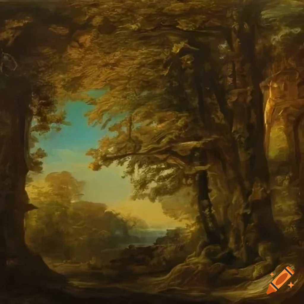 Ethereal painting by artemisia gentileschi of a park pond with island ...