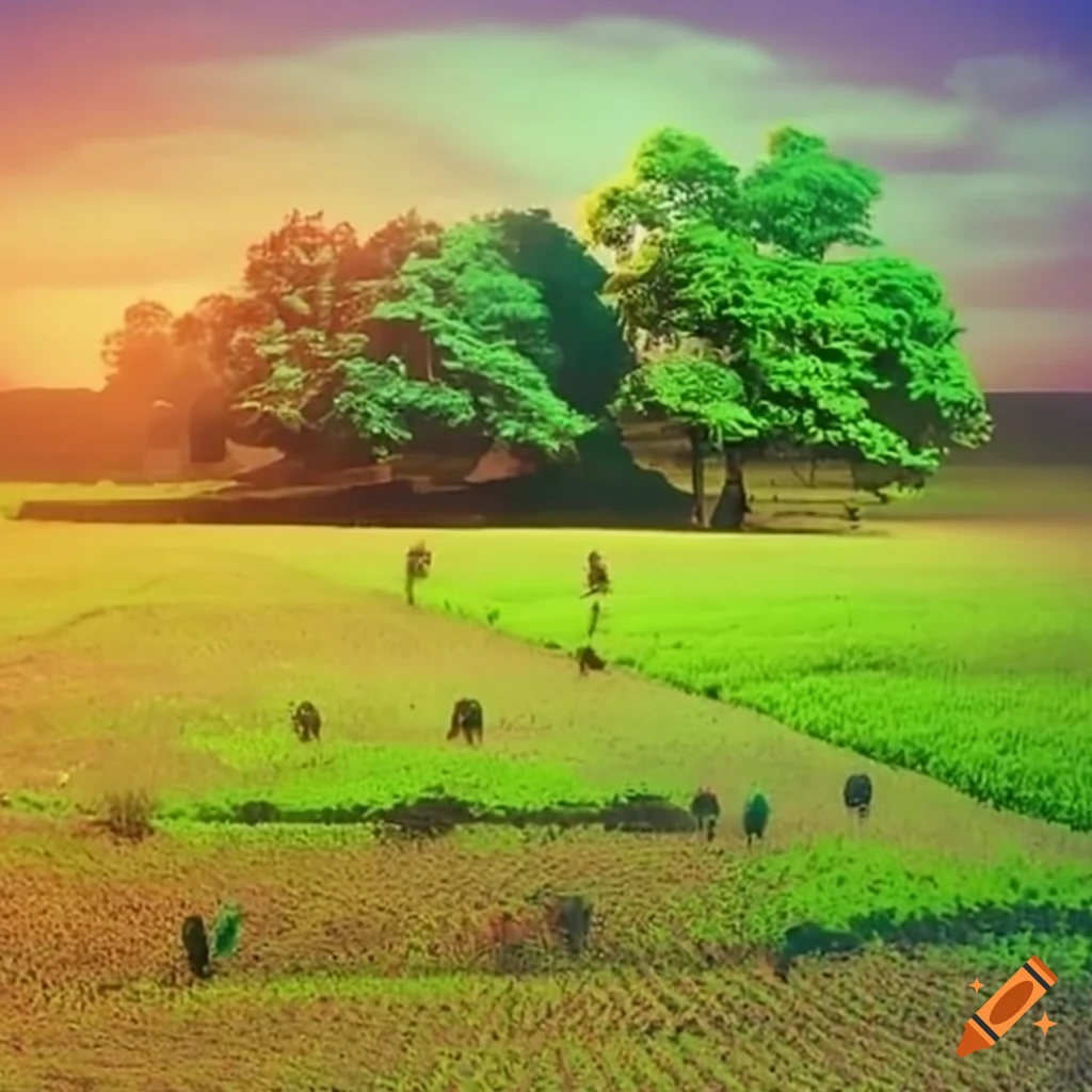 Agricultural ecosystem with natural and man-made inputs on Craiyon