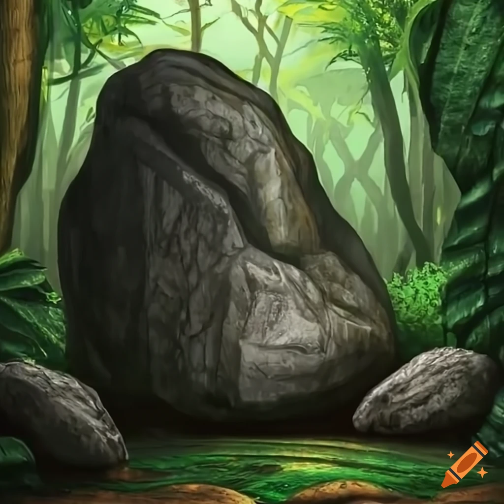 Gray rock in tropical forest on Craiyon