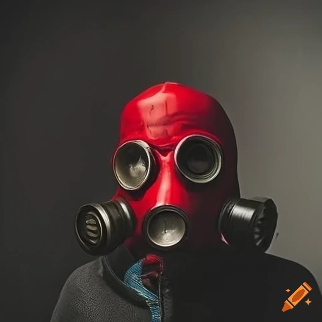 Red gas mask on Craiyon