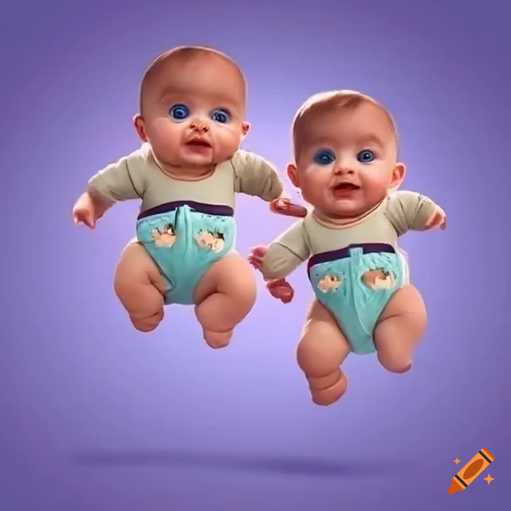 Adorable flying baby twins