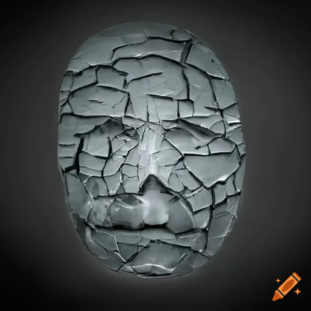 Detailed sculpture of a cracked glass humanoid face on Craiyon