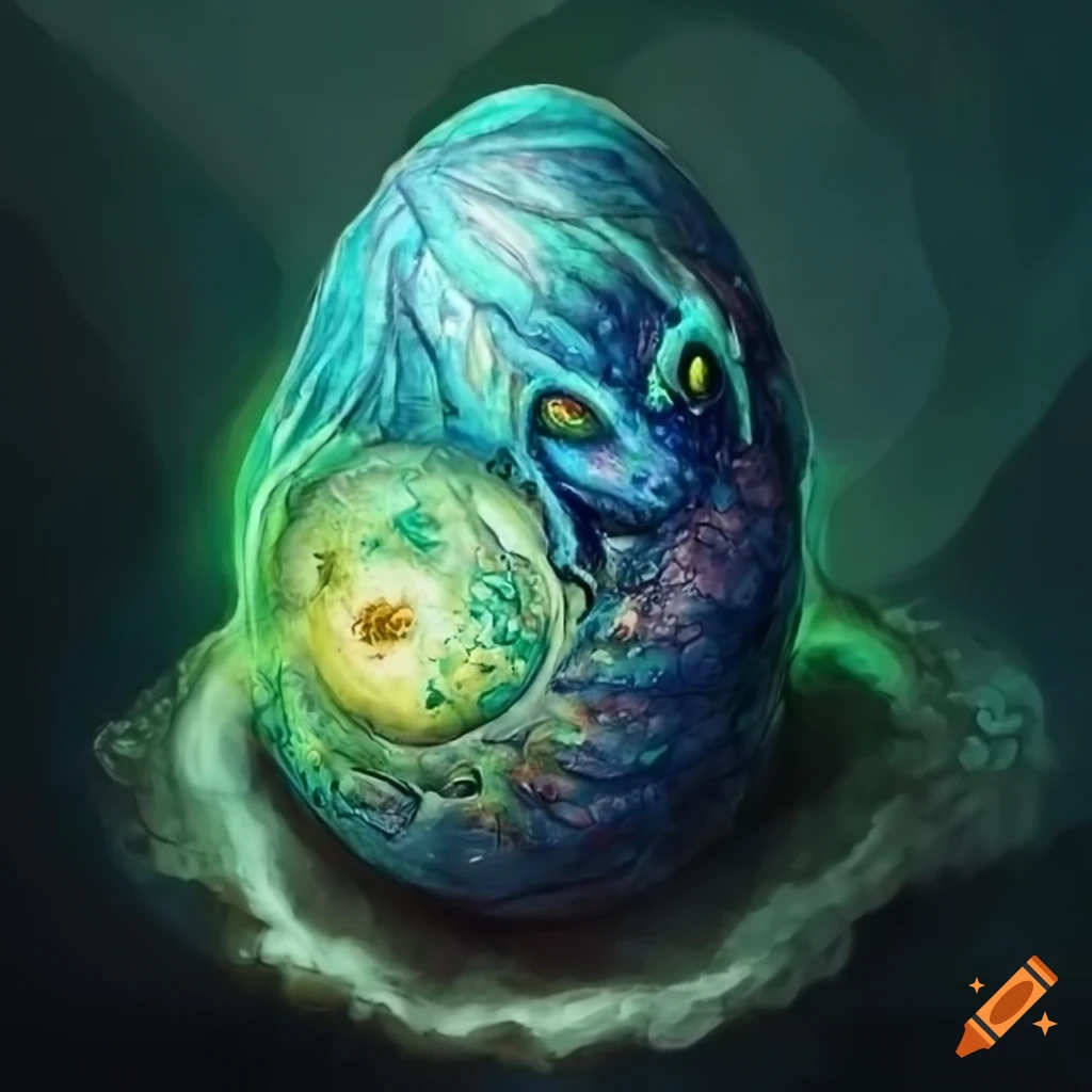 Art of a hatched poison earth dragon egg on Craiyon