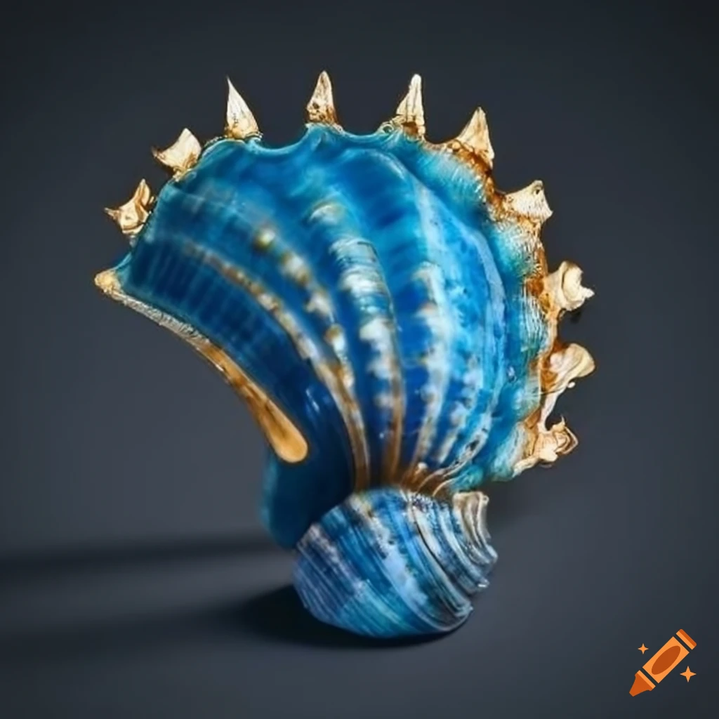 Dark blue sea shell crown with gold trims