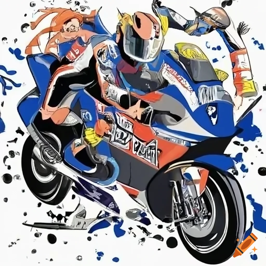 Motogp motorcycles racing on the track on Craiyon