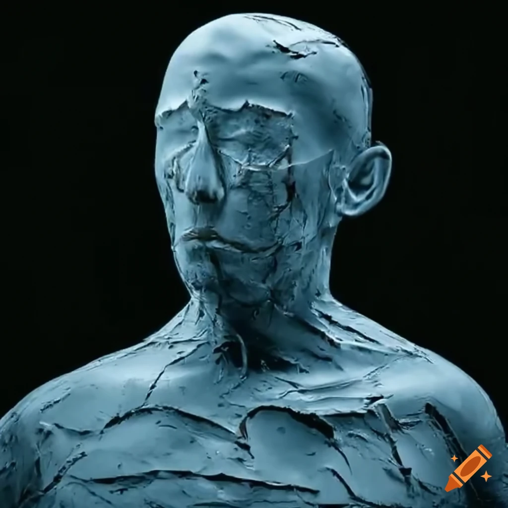 Detailed artwork of a cracked glass humanoid face on Craiyon