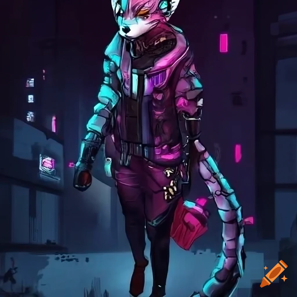 Cyberpunk-inspired fox illustration on Craiyon
