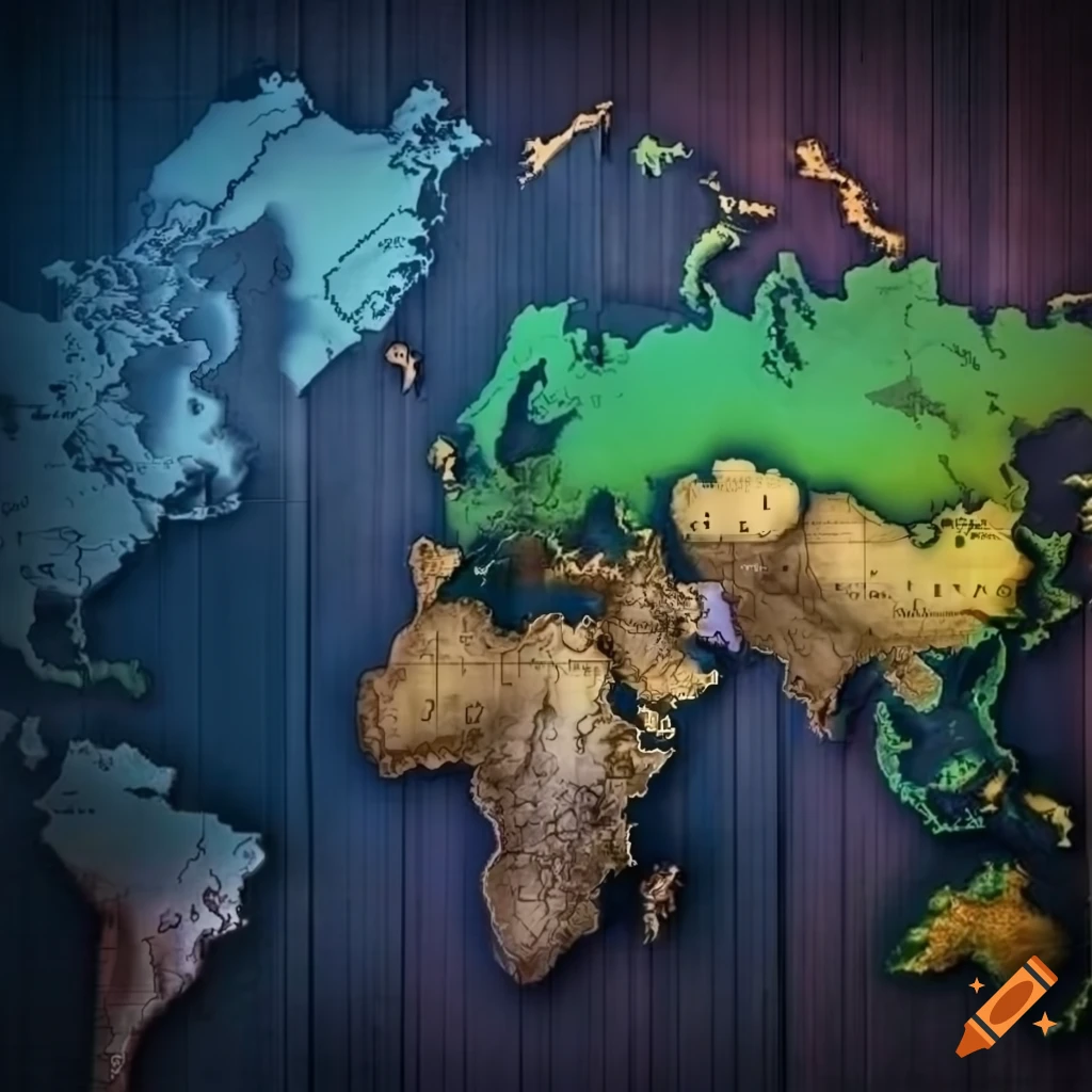 Fantasy map with countries on Craiyon