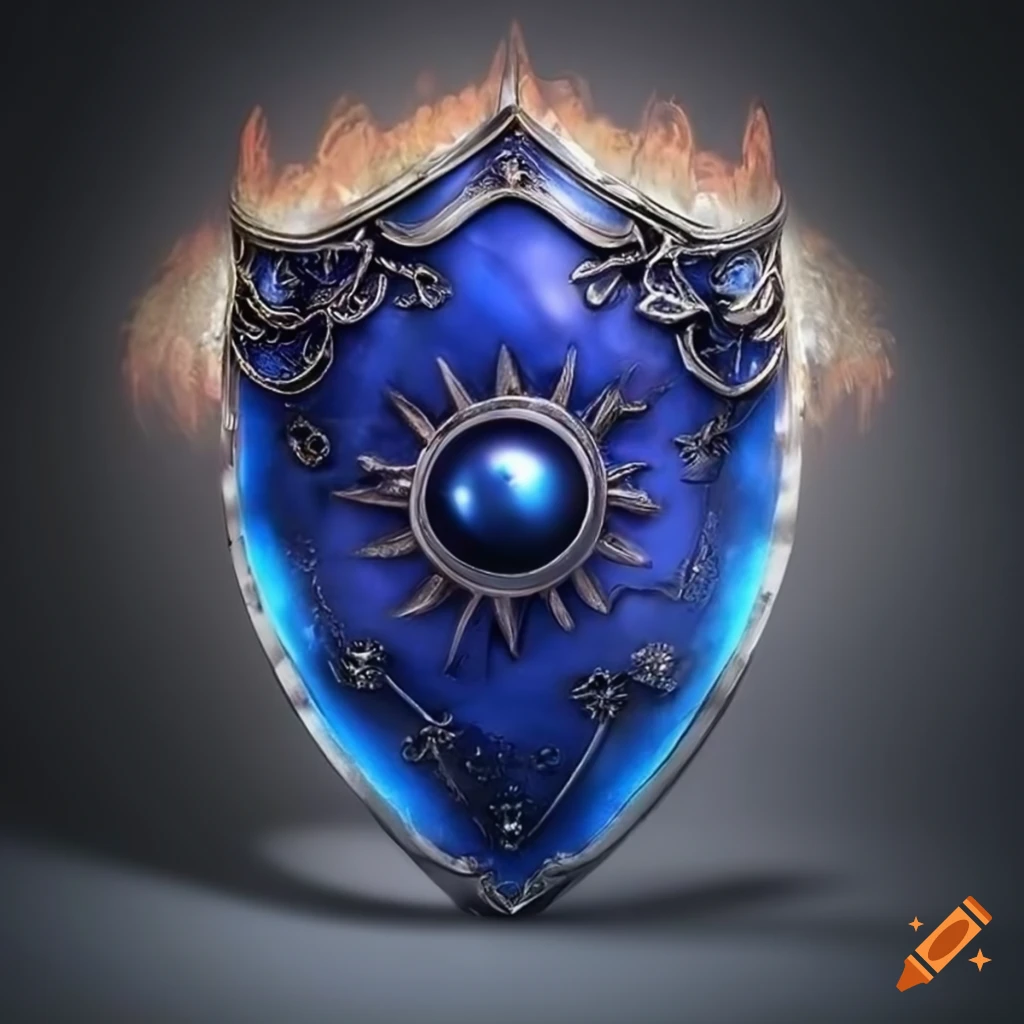 Neofuturistic cybernetic shield with blue accents on Craiyon