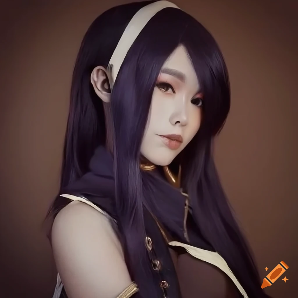 Close-up portrait of lucina cosplay with sepia filter on Craiyon