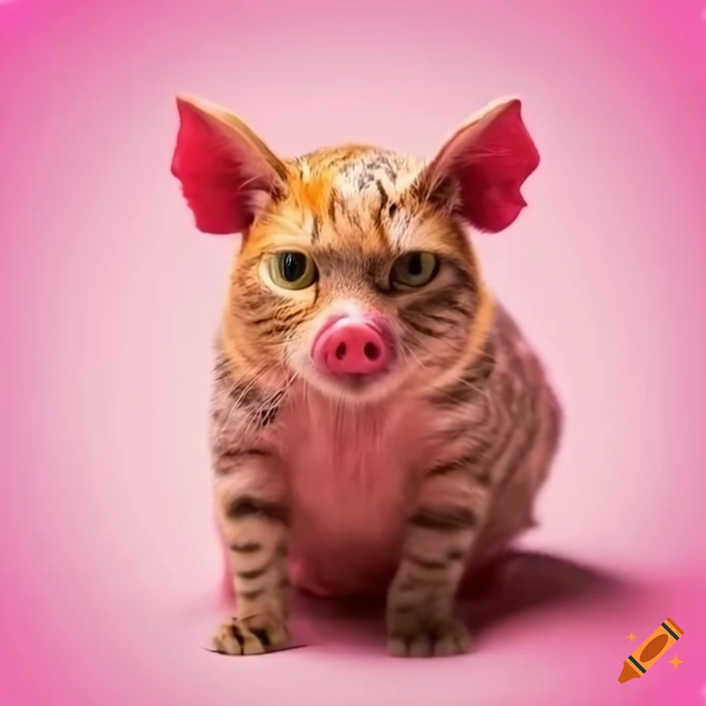 Funny pig dressed as a cat on Craiyon