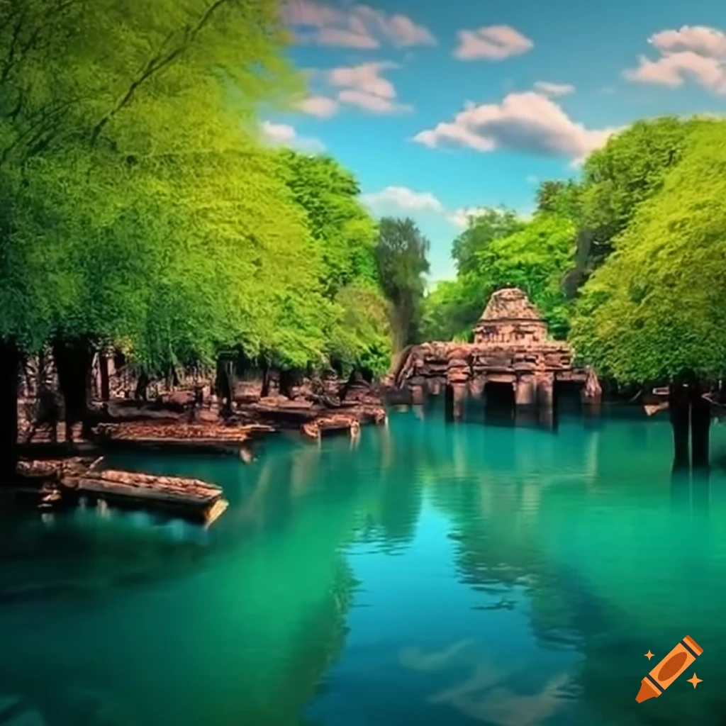 Ruinas aztecas en el lago de camecuaro on Craiyon