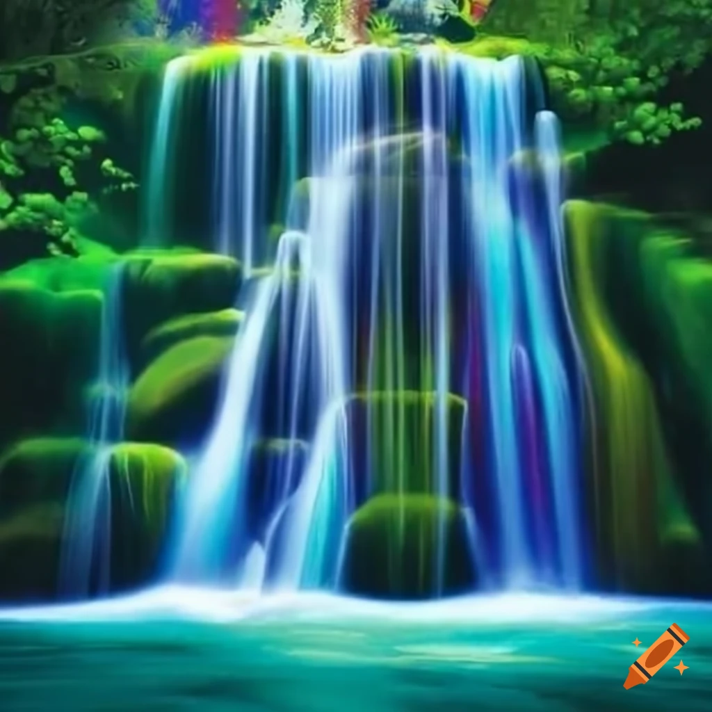 Photo of a captivating rainbow waterfall on Craiyon