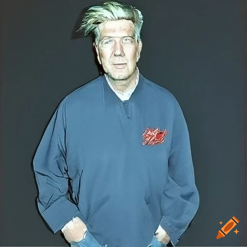 David Lynch wearing Nirvana T-shirt outside a Burger King on Craiyon