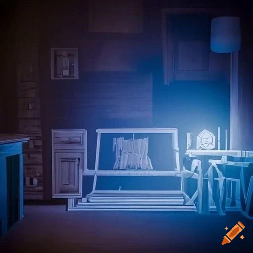 Blueprint of a wooden furniture layout on Craiyon