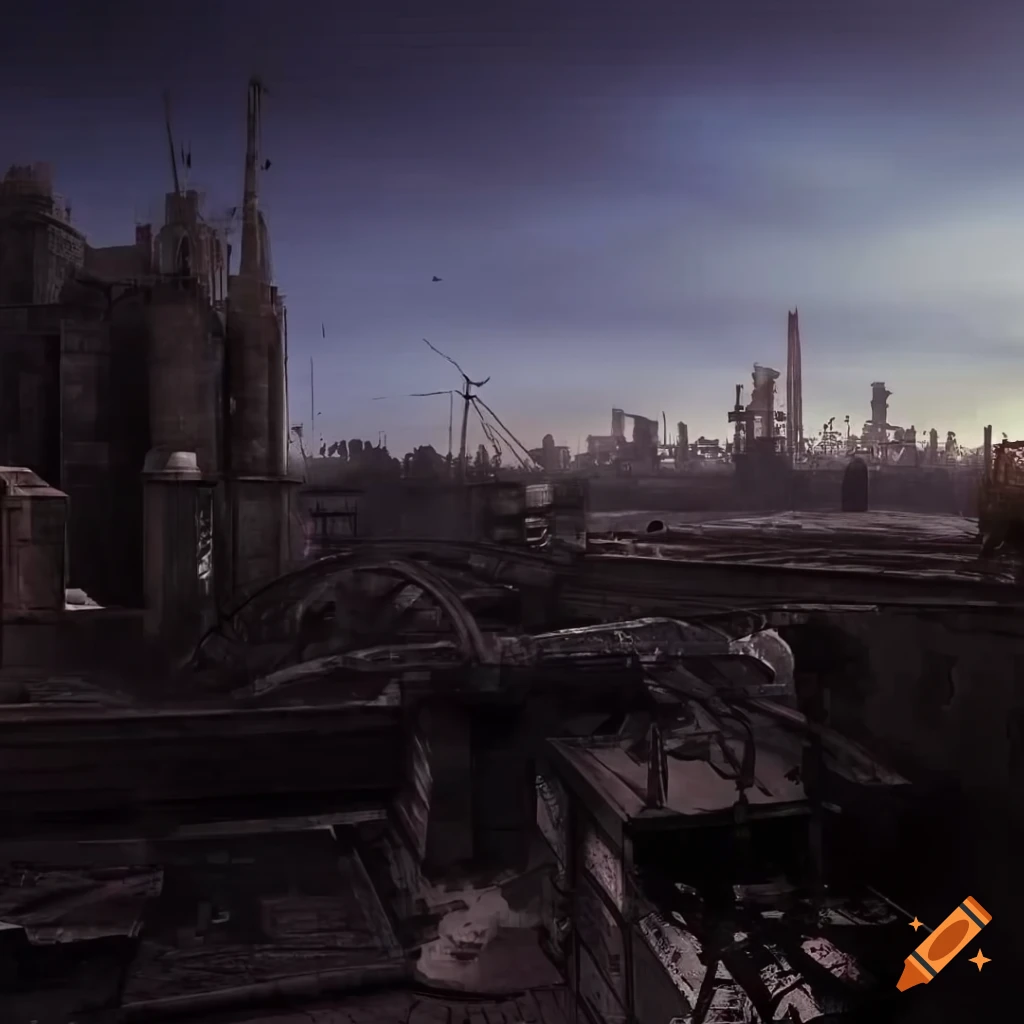 Image of a rooftop atrium in a dystopian post-apocalyptic world