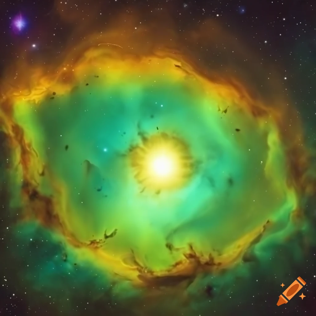 Green nebula in outer space on Craiyon