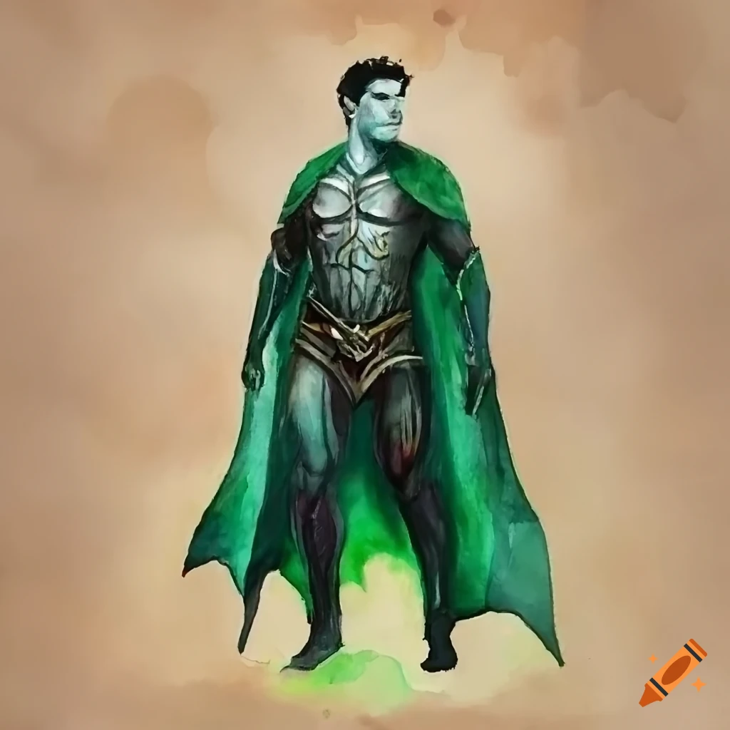 Watercolor painting of a male elf standing on Craiyon