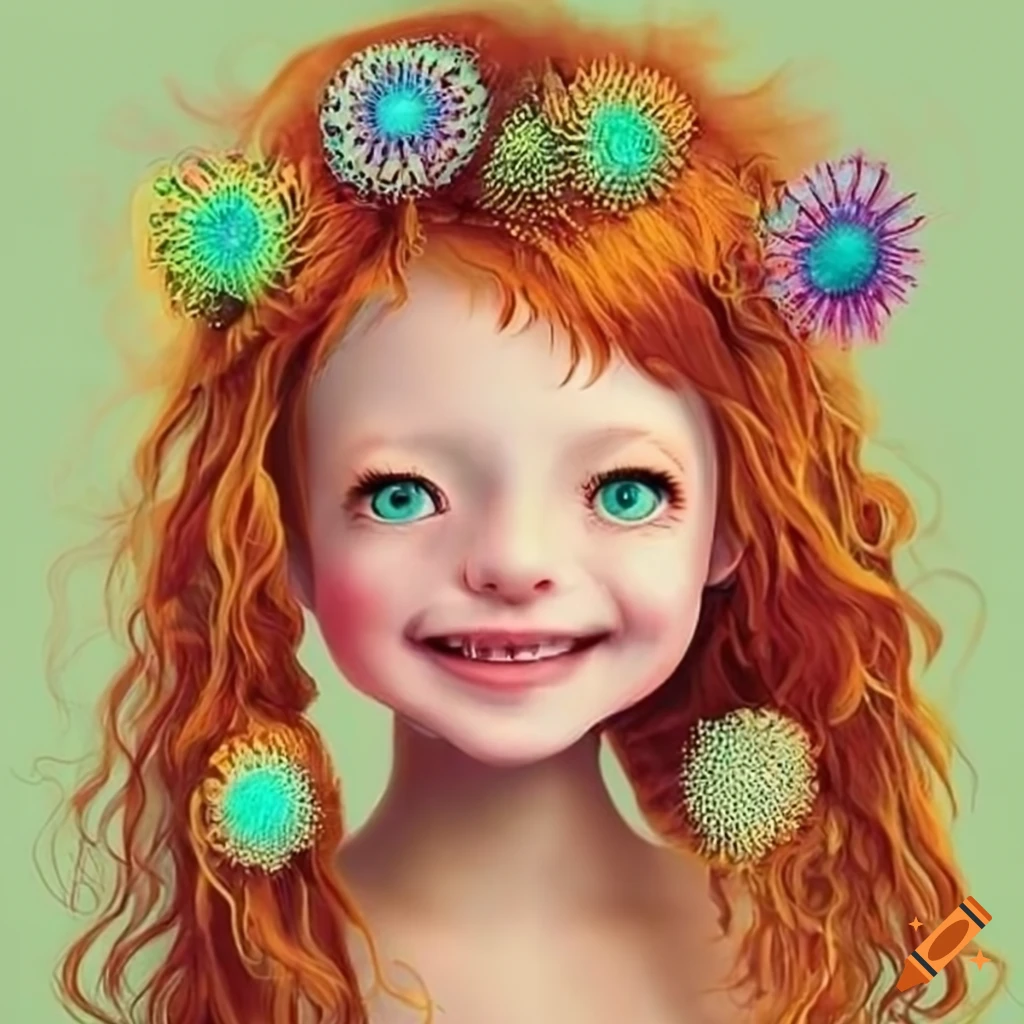 Cute and adorable illustration of ginger-haired dressed girls on Craiyon