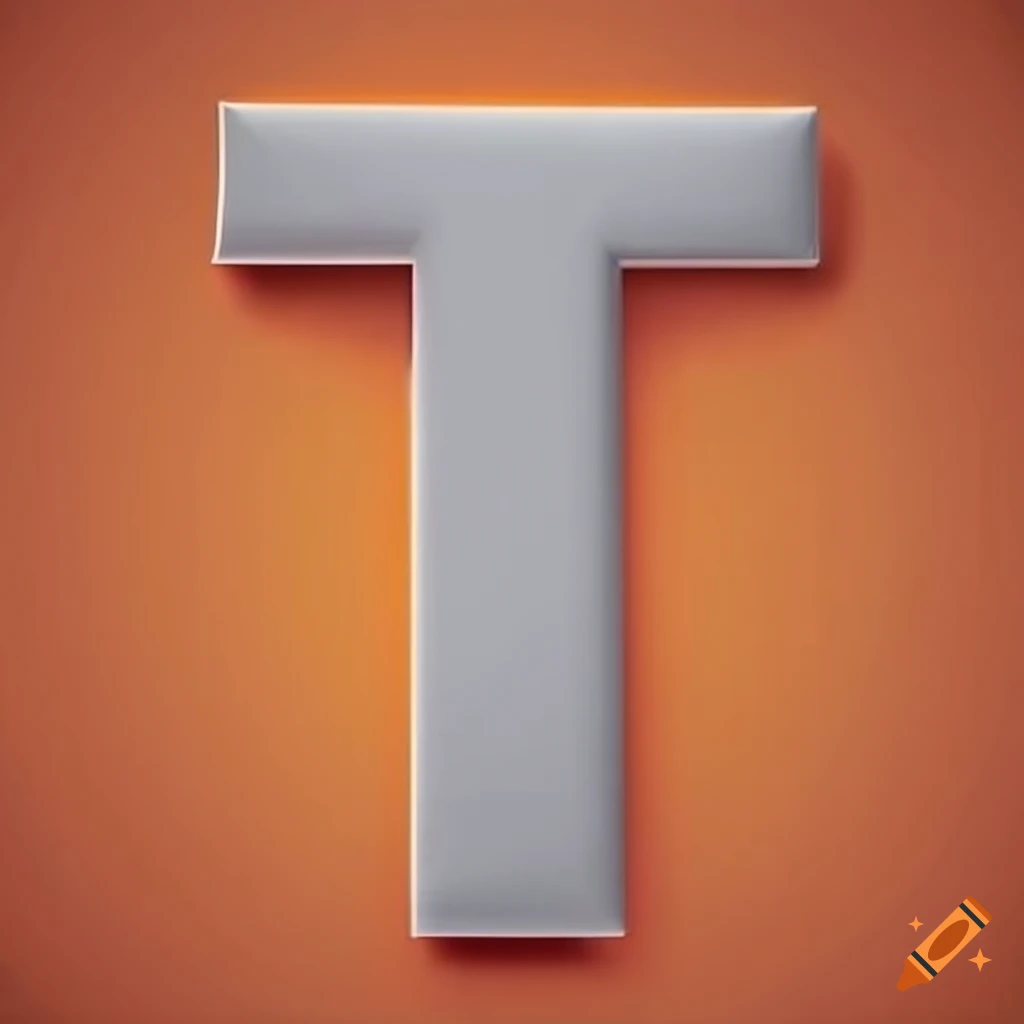 White letter t on orange background on Craiyon