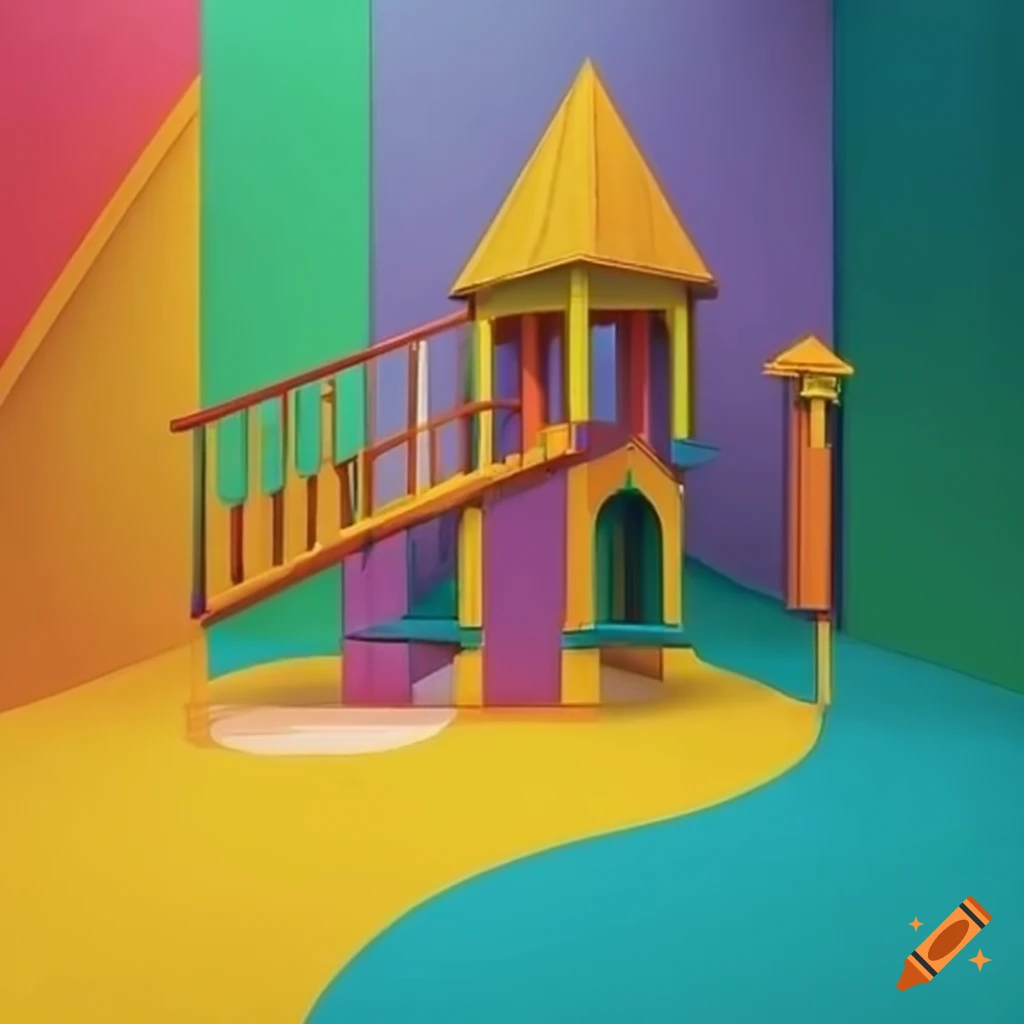 Colorful surrealistic playground on Craiyon