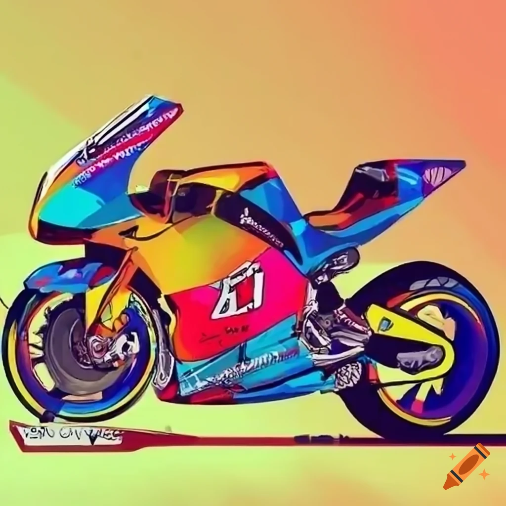Art illustration of motorcycles racing in motogp on Craiyon