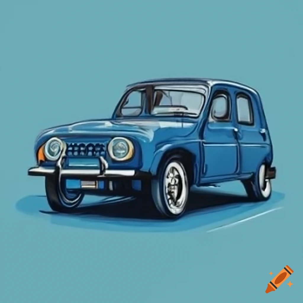 Blue renault 4l car on Craiyon