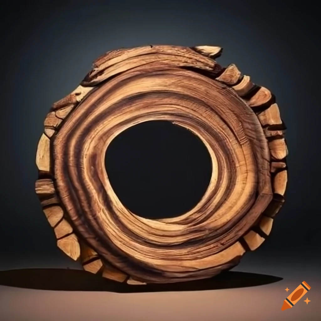 Wooden art piece in a perfect circle on Craiyon