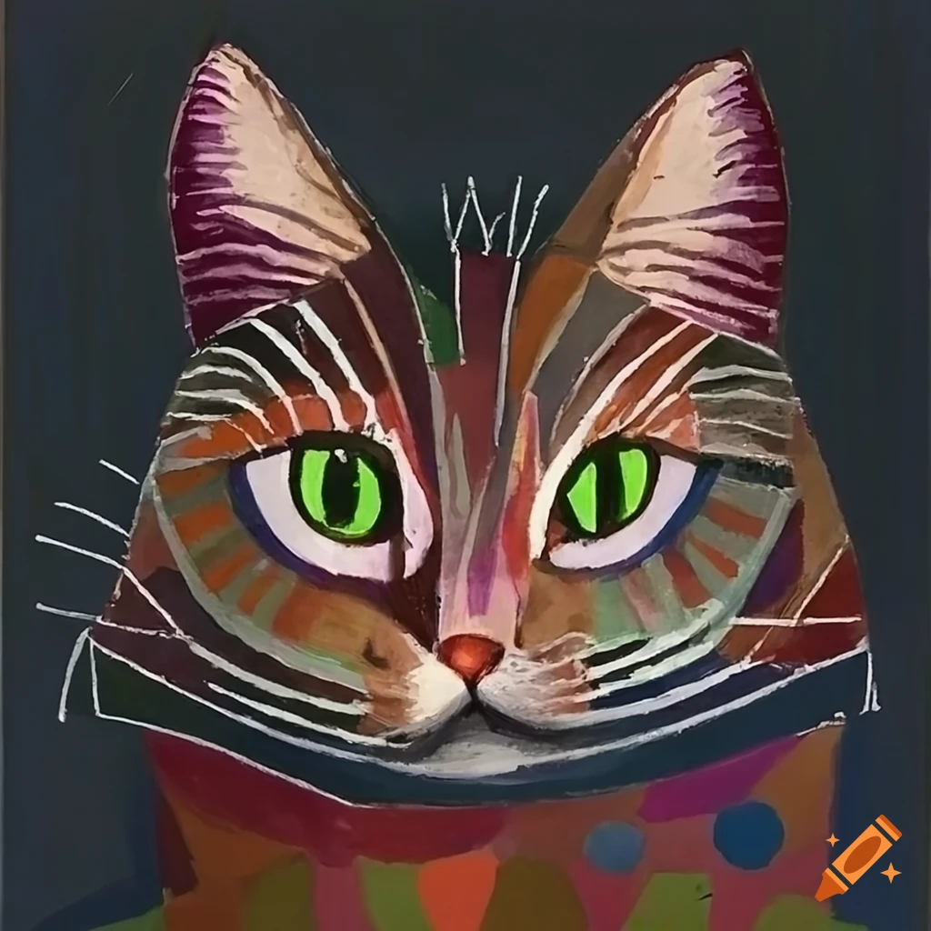 Cat painting in the style of paul klee on Craiyon