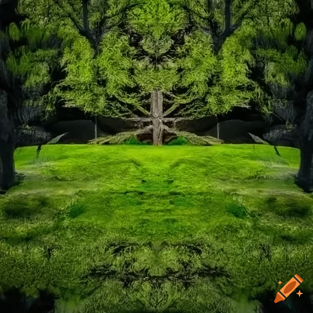 Massive wall of intertwined living trees in a vhs photo on Craiyon