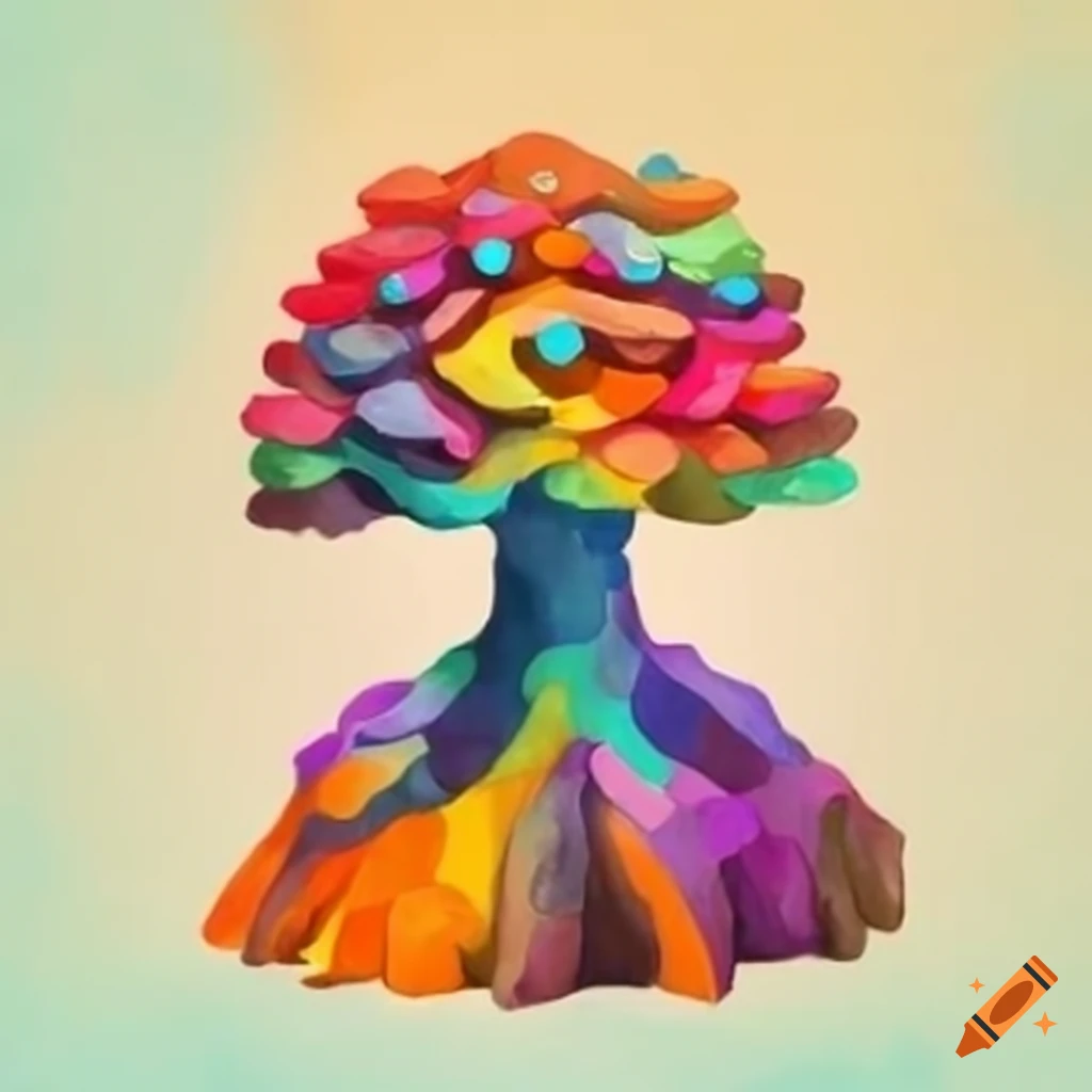 Quirky tree sculpture holding unexpected object on Craiyon