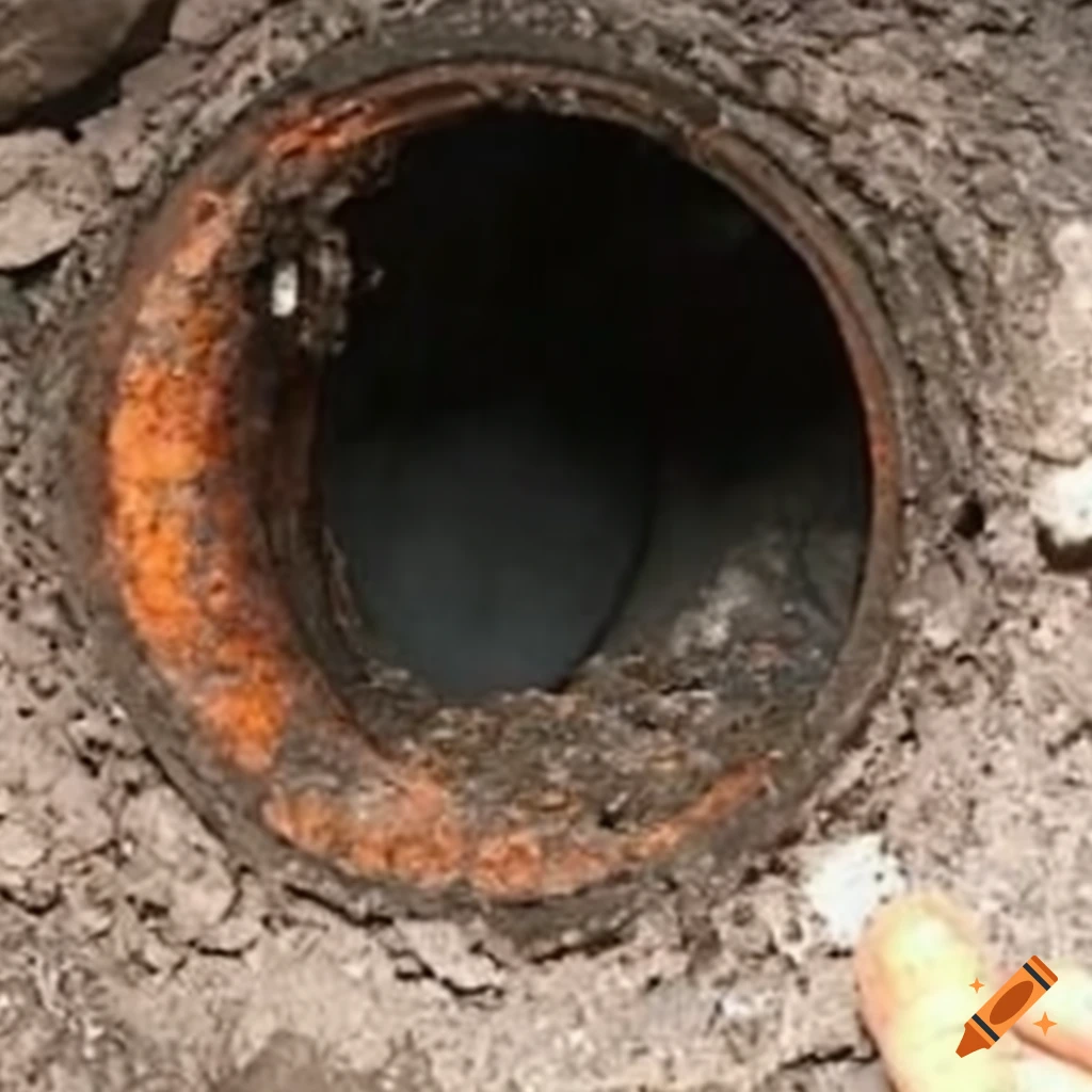 Corroded sewer pipe emitting toxic fumes on Craiyon