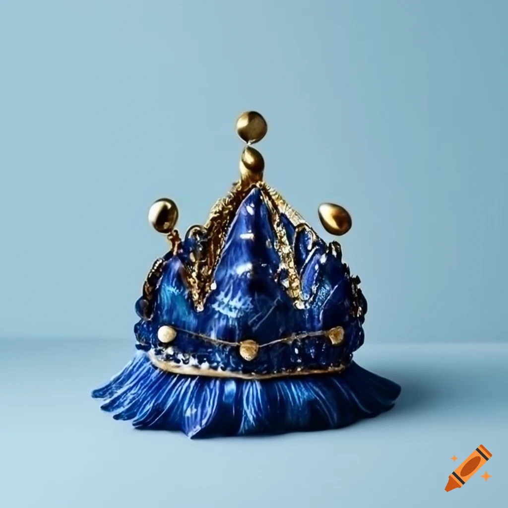 Detailed dark blue sea shell crown with gold trims on Craiyon