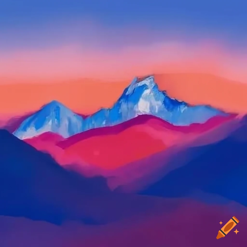 Blue sky and red mountain landscape