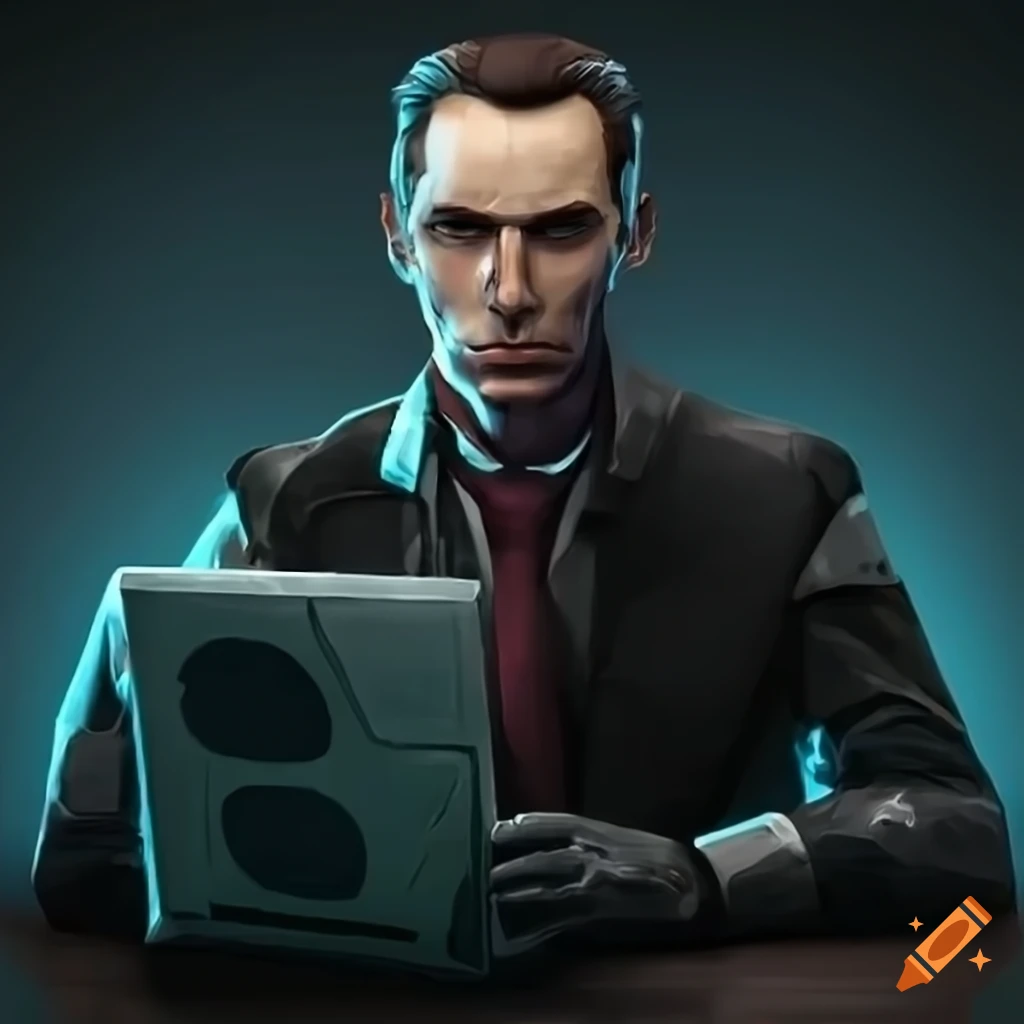 Scifi artwork of a male accountant on Craiyon