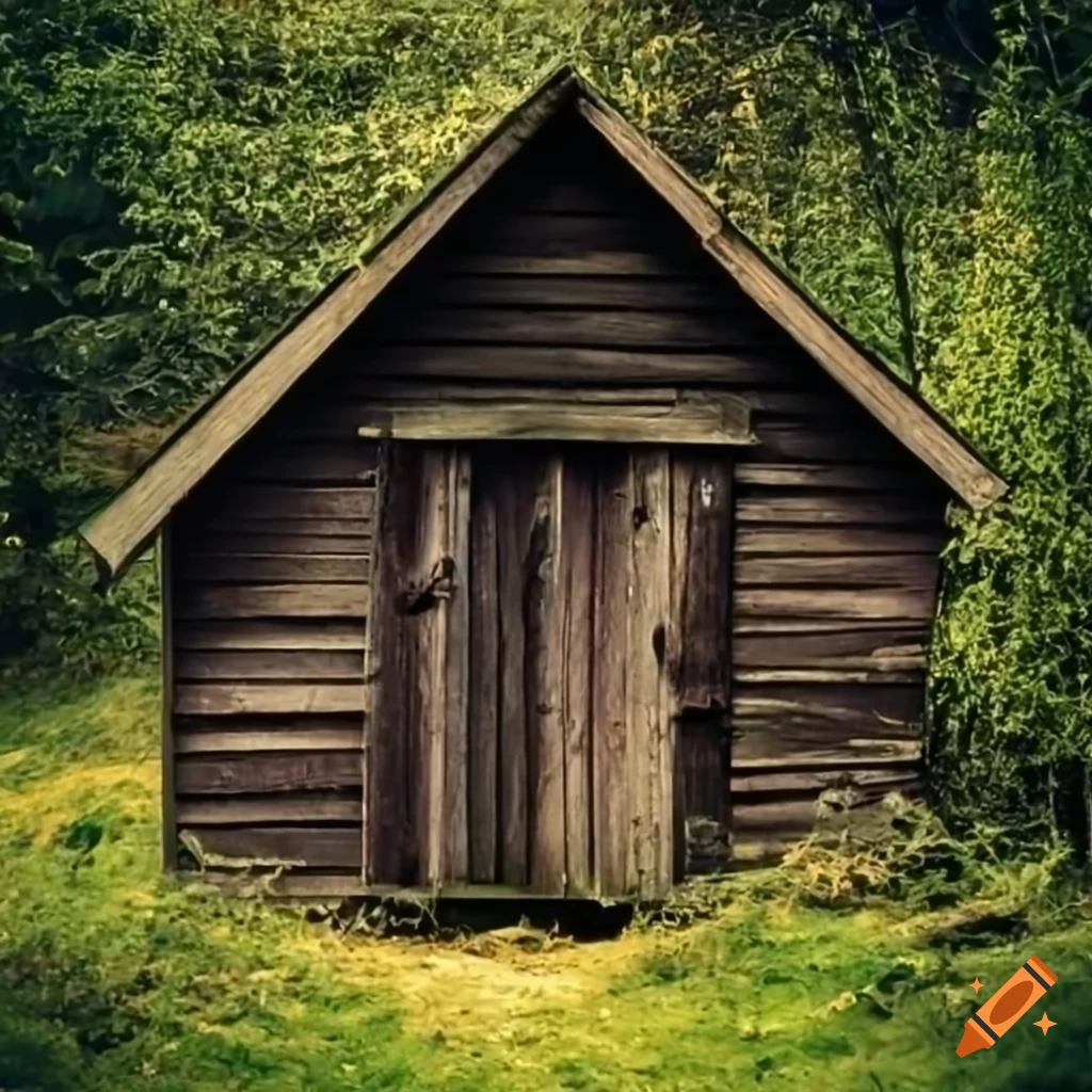 Rustic open shed made of old wood