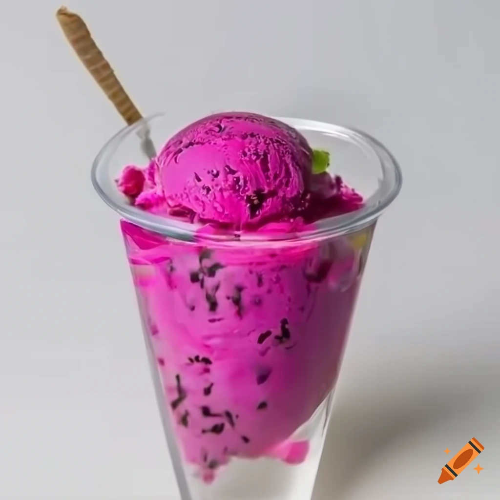 Red dragon fruit puree in a cup on Craiyon