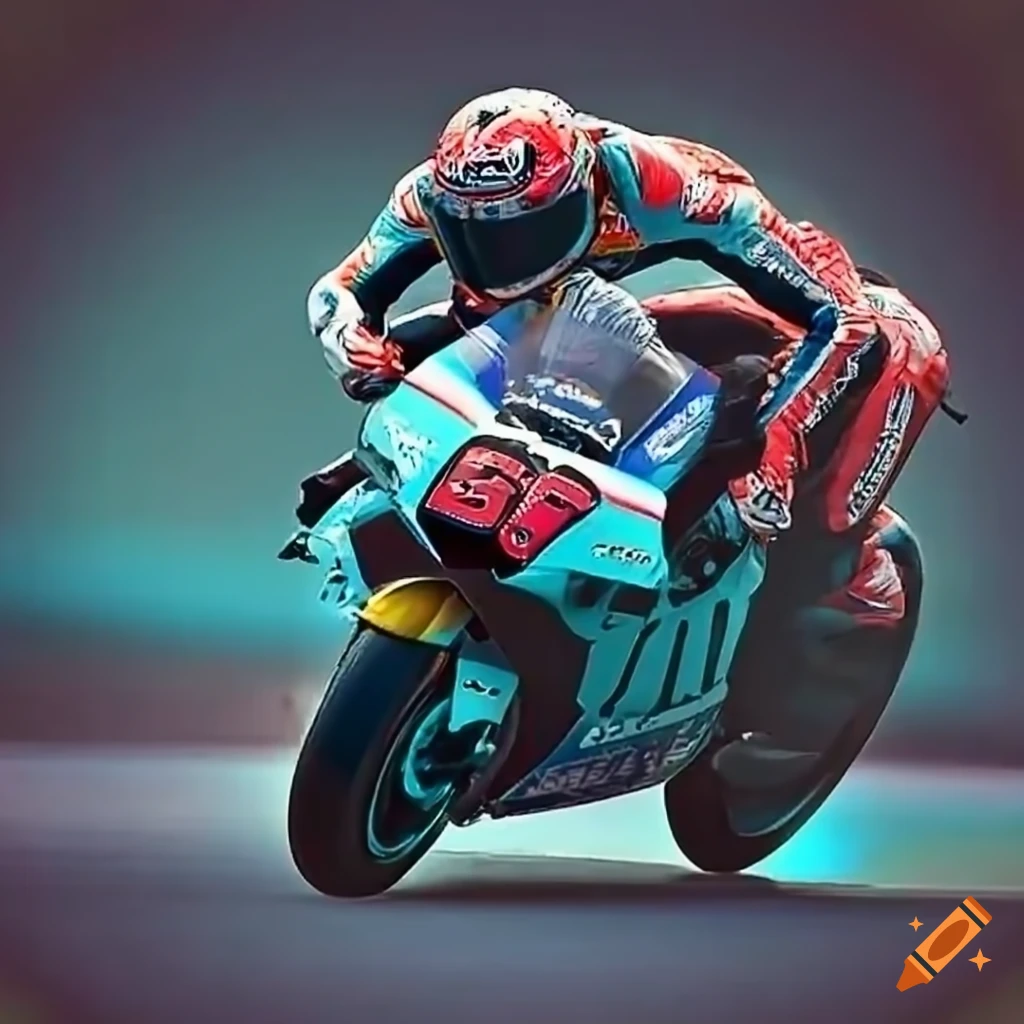 Motogp motorcycles racing on track on Craiyon