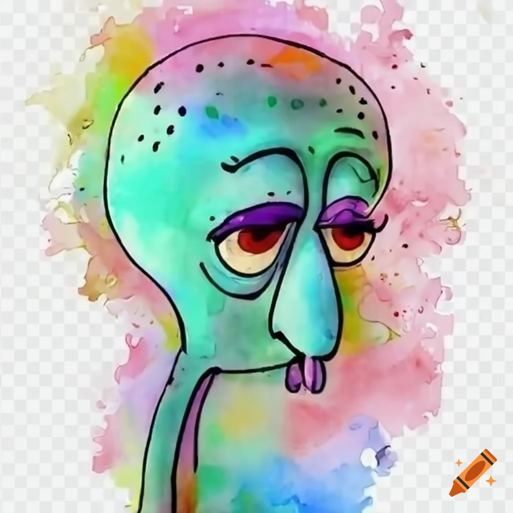 Colorful cartoon of a female squidward from spongebob on Craiyon