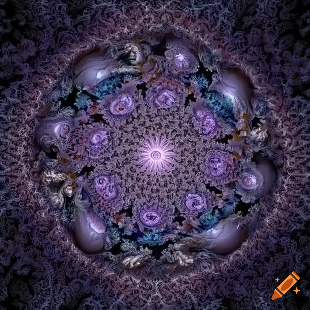 Psytrance-inspired higher dimensional space with glowing fractal ...