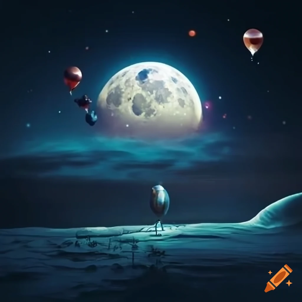 Astronaut with a balloon on the moon on Craiyon