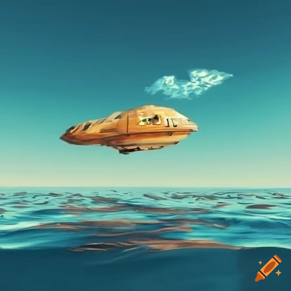 Spaceship floating on the sea