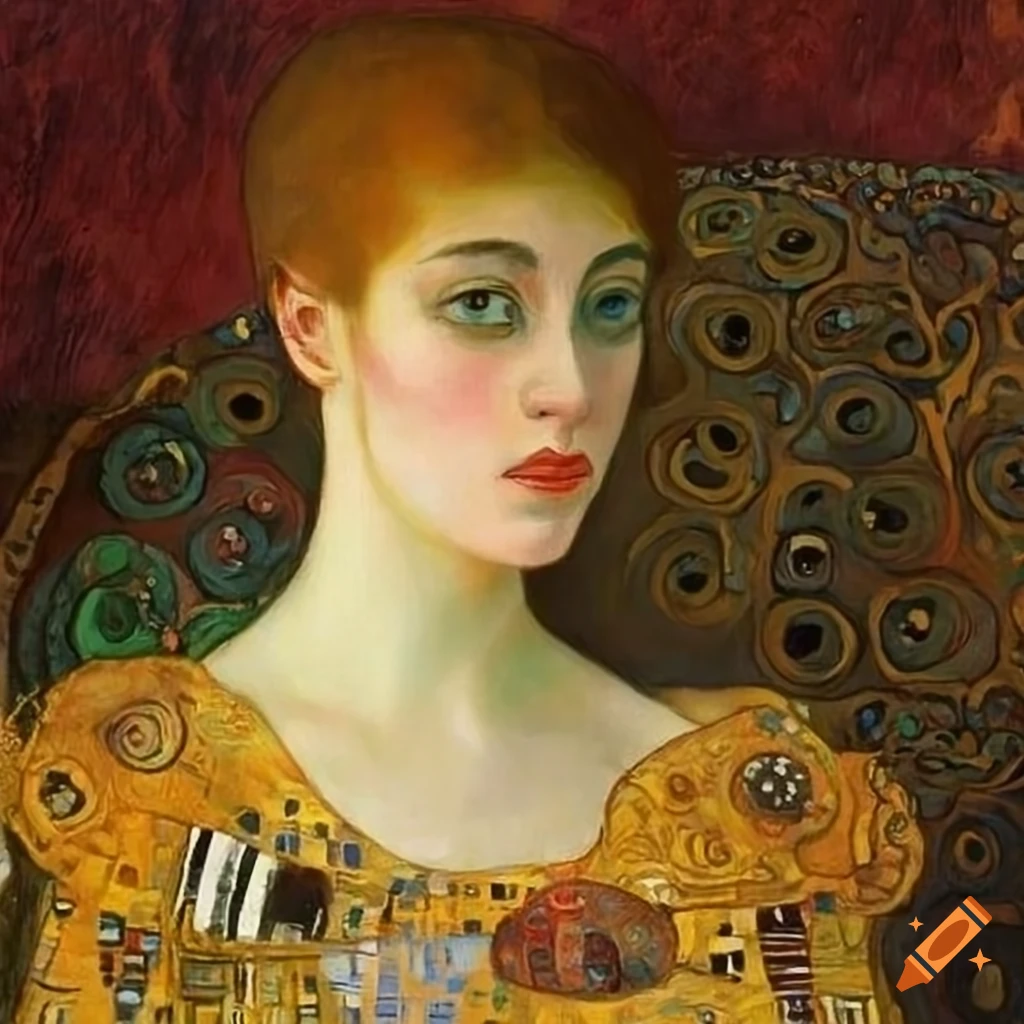 Gustav klimt inspired woman portrait on Craiyon