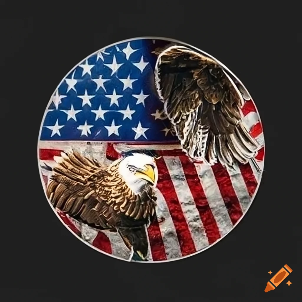 Patriotic military sticker design with stars, stripes, and eagle on Craiyon