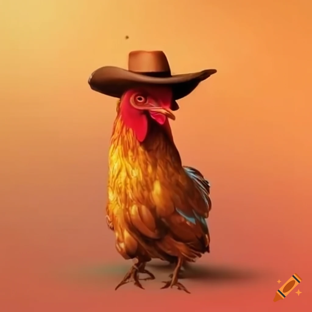 Chicken dressed as a cowboy on Craiyon