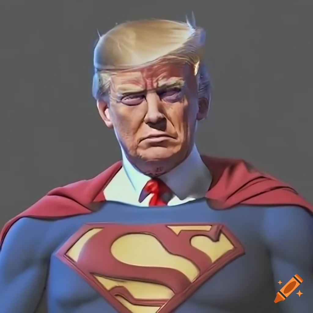 Digital portrait of president trump in a superman suit